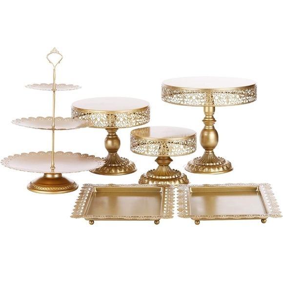 Party Supplies | Copy Set Of 6 Pieces Metal Cake Stands Round Cake ...